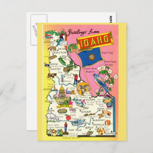 Idaho State Map Postcard | Zazzle
