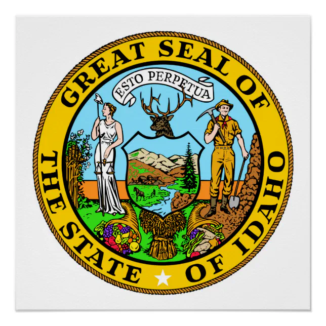 Idaho state seal america republic symbol flag poster | Zazzle