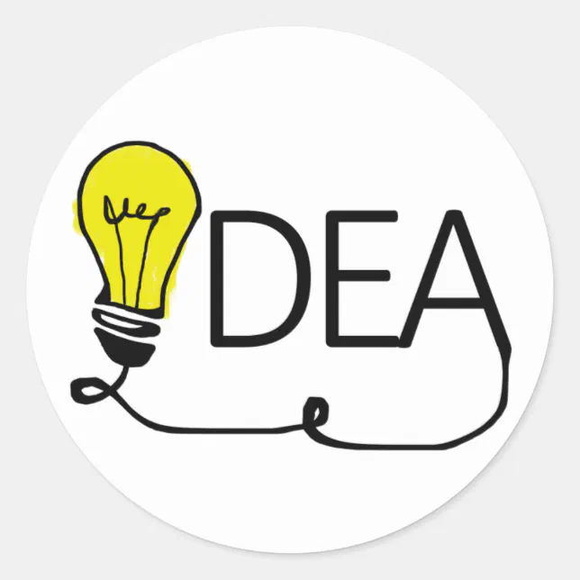 Idea Lightbulb, Light-bulb Classic Round Sticker | Zazzle