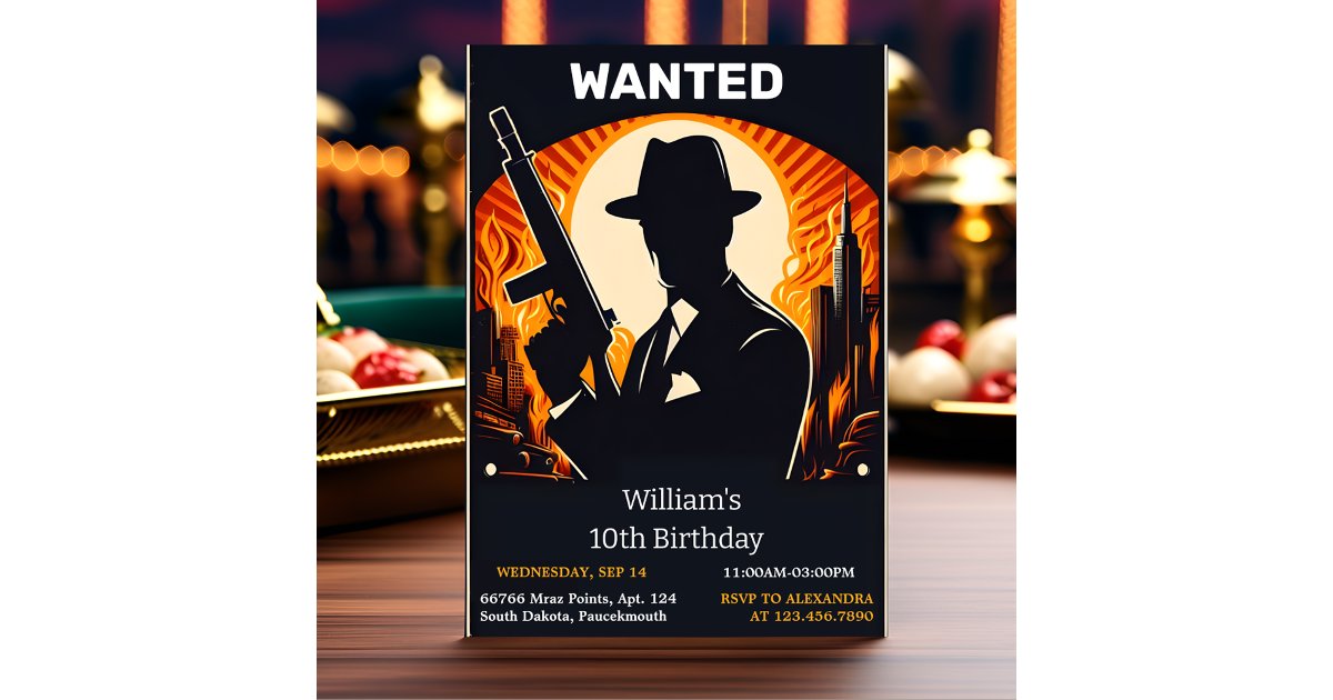 Ideal Adult kids 90s boy Retro Mafia 10th Birthday Invitation | Zazzle