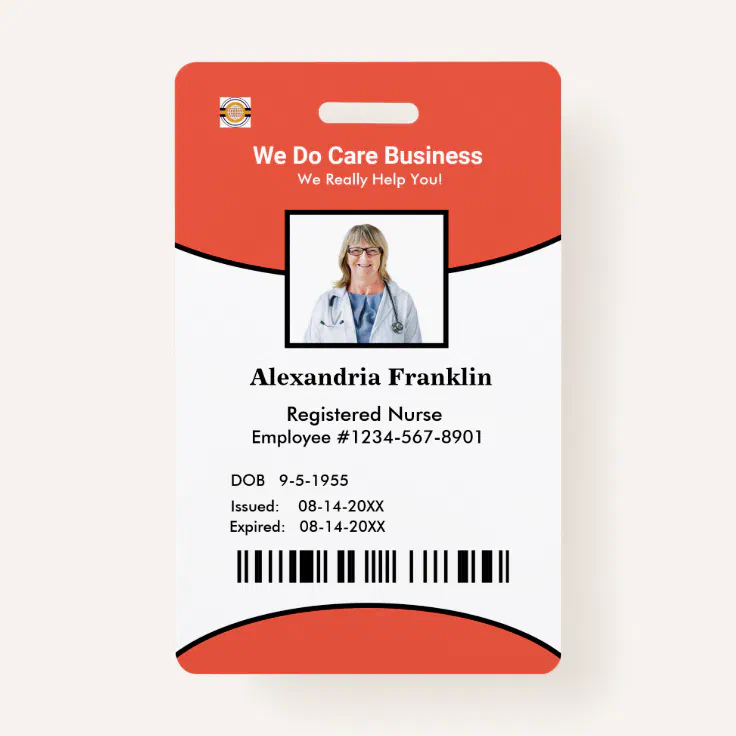 Identification Card Bar Code Photo Employee Badge | Zazzle