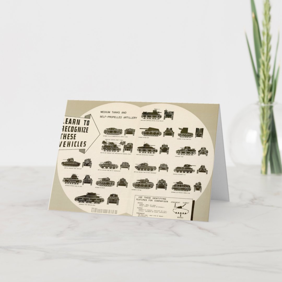Identification Chart WWII Medium Tanks Card | Zazzle