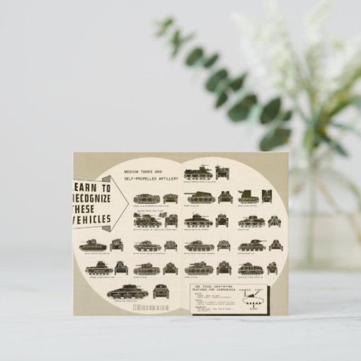 Identification Chart WWII Medium Tanks Postcard | Zazzle