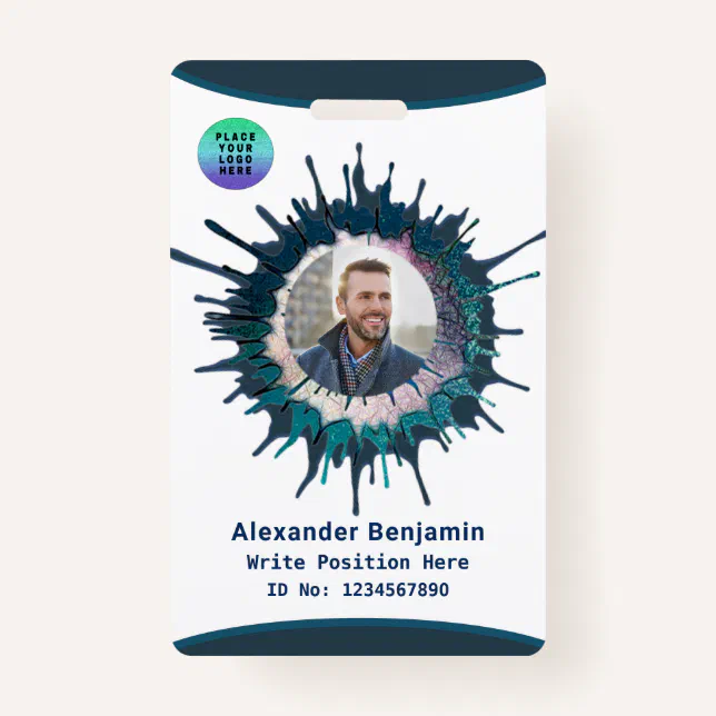 Identification Id Card Employee Photo Logo Custom Badge | Zazzle