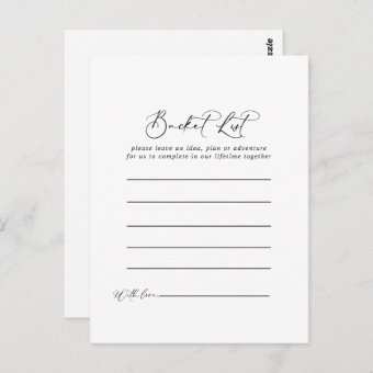 Idyllic Stylish Calligraphy Bucket List Cards | Zazzle