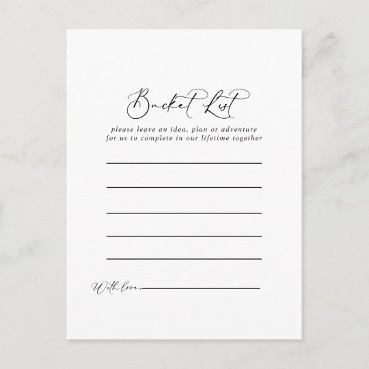 Idyllic Stylish Calligraphy Bucket List Cards | Zazzle.com