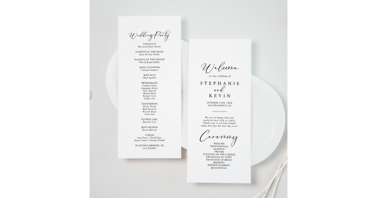 Idyllic Stylish Calligraphy Wedding Program | Zazzle