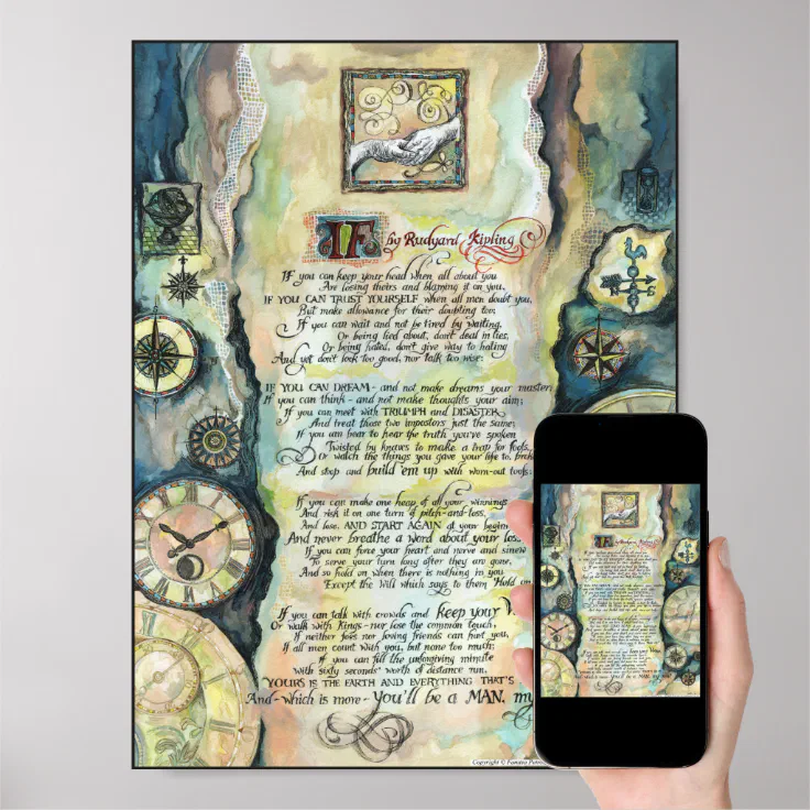 "IF" by Rudyard Kipling - Calligraphy Poster | Zazzle