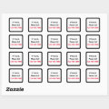 If Found Please Call Phone Number Black White Red Square Sticker | Zazzle