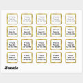 If Found Please Call Phone Number White and Gold Square Sticker | Zazzle