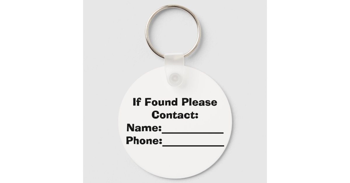 If Found Please Contact Keychain | Zazzle