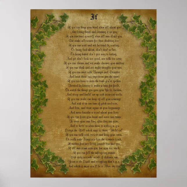 If inspirational poetry by Rudyard Kipling Poster | Zazzle