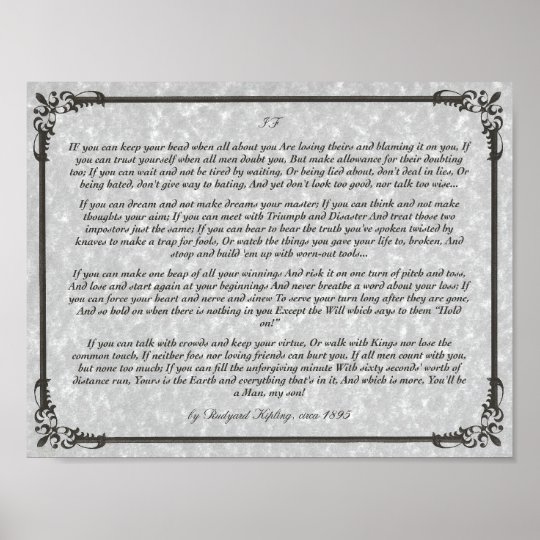 IF Inspiring Poem for Young Men by Rudyard Kipling Poster | Zazzle.com