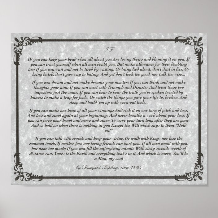 IF Inspiring Poem for Young Men by Rudyard Kipling Poster | Zazzle.com