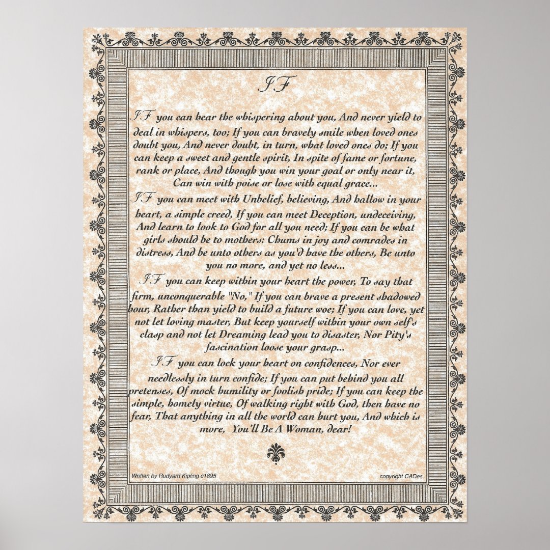 IF Inspiring Poem for Young Women & Girls Poster | Zazzle