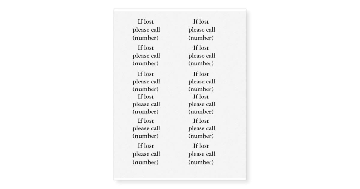 If lost please call ... safe child, temporary tattoos | Zazzle