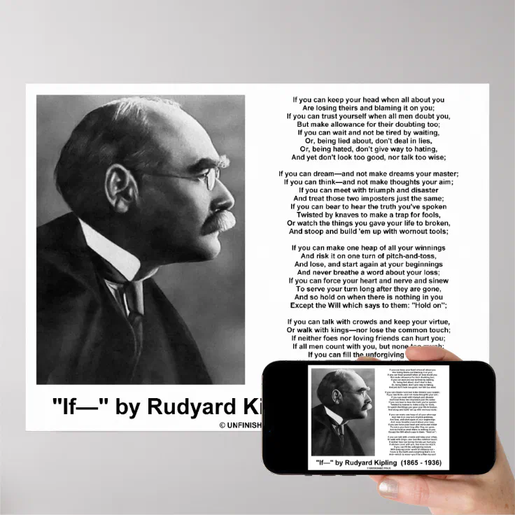If Poem By Rudyard Kipling (Kipling Picture) Poster | Zazzle