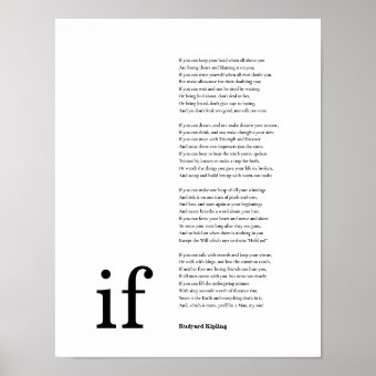 If Poem by Rudyard Kipling Poster | Zazzle
