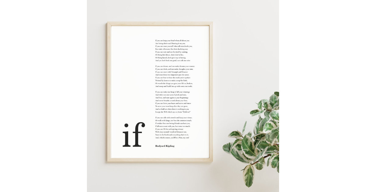 If Poem by Rudyard Kipling Poster | Zazzle