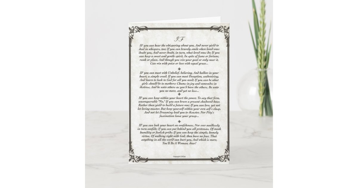 If Poem for girls. Card | Zazzle