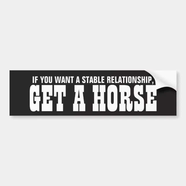 If you want a stable relationship get a horse bumper sticker | Zazzle