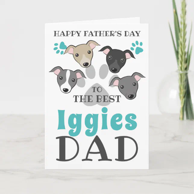 Iggies Dog Dad Italian Greyhound Cute Fathers day Card | Zazzle