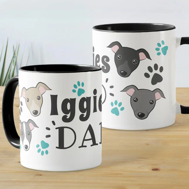 Iggies Dog Dad Italian Greyhound Cute Paws Cartoon Mug | Zazzle