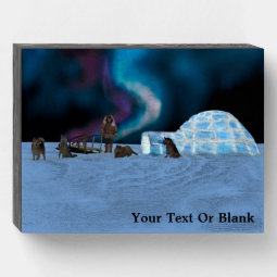 Igloo and Northern Lights Wooden Box Sign | Zazzle