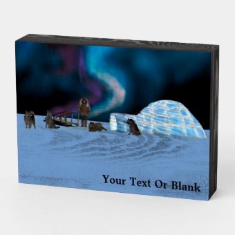 Igloo and Northern Lights Wooden Box Sign | Zazzle