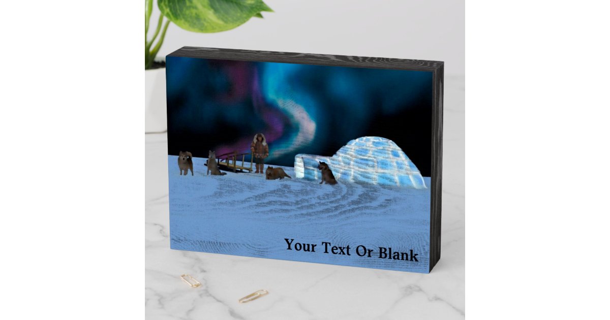 Igloo and Northern Lights Wooden Box Sign | Zazzle
