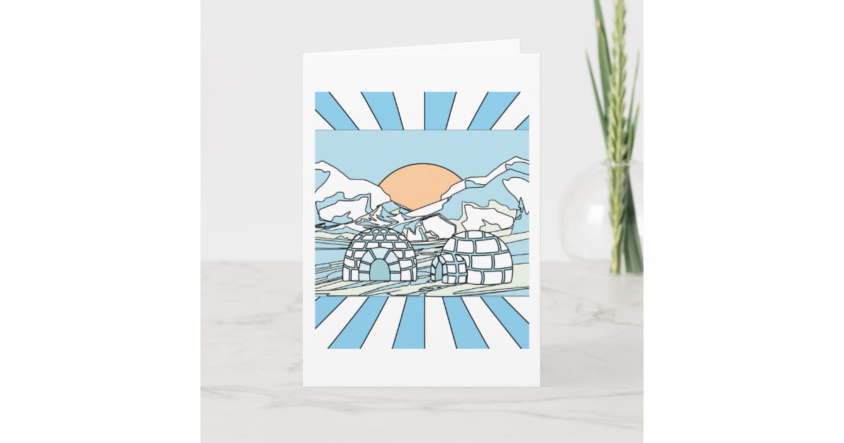 Igloo snow and ice landscape card | Zazzle