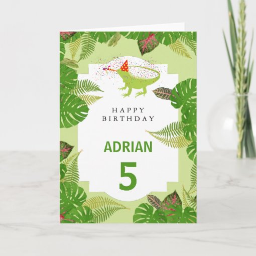 Iguana Lizard Partying Animals Birthday Card | Zazzle