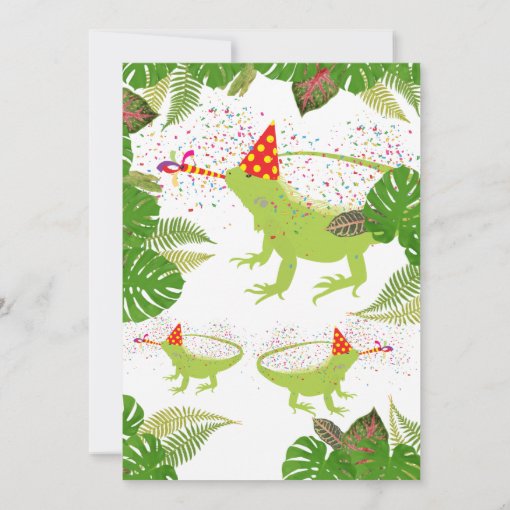 Iguana Lizard Partying Animals Birthday Party Invitation | Zazzle