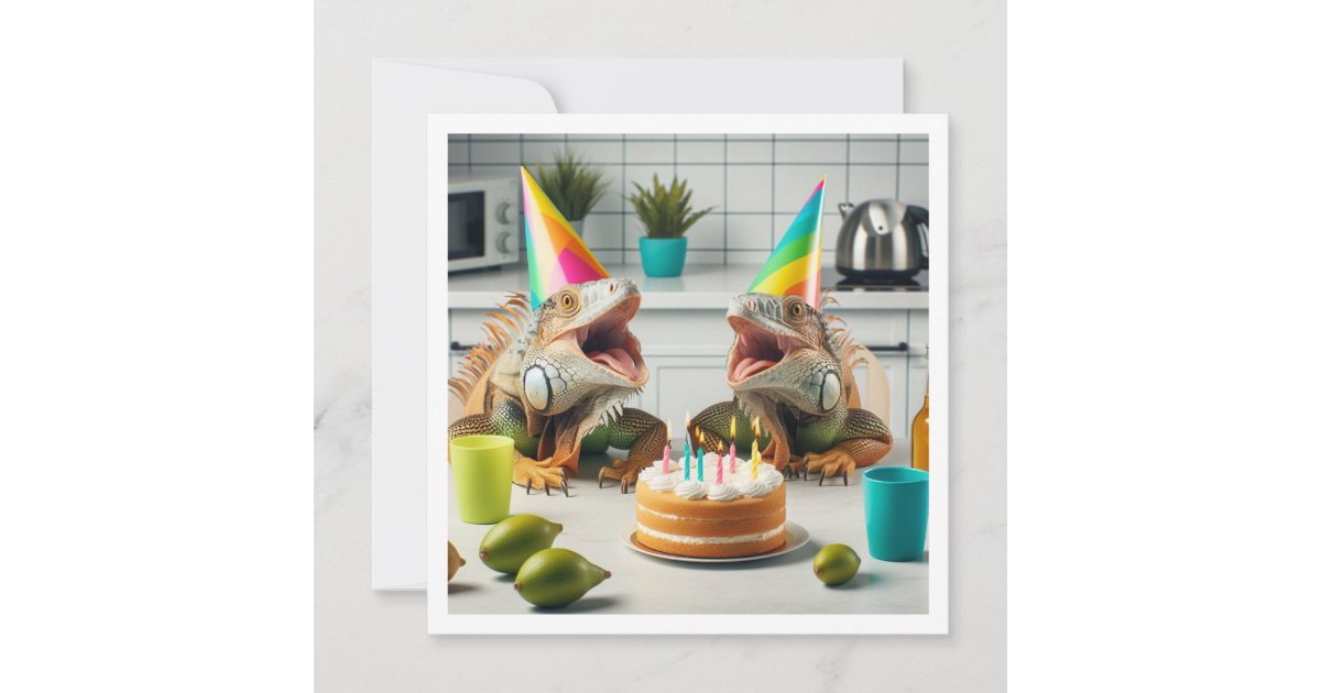 Iguana party animals, reptile birthday invitation | Zazzle
