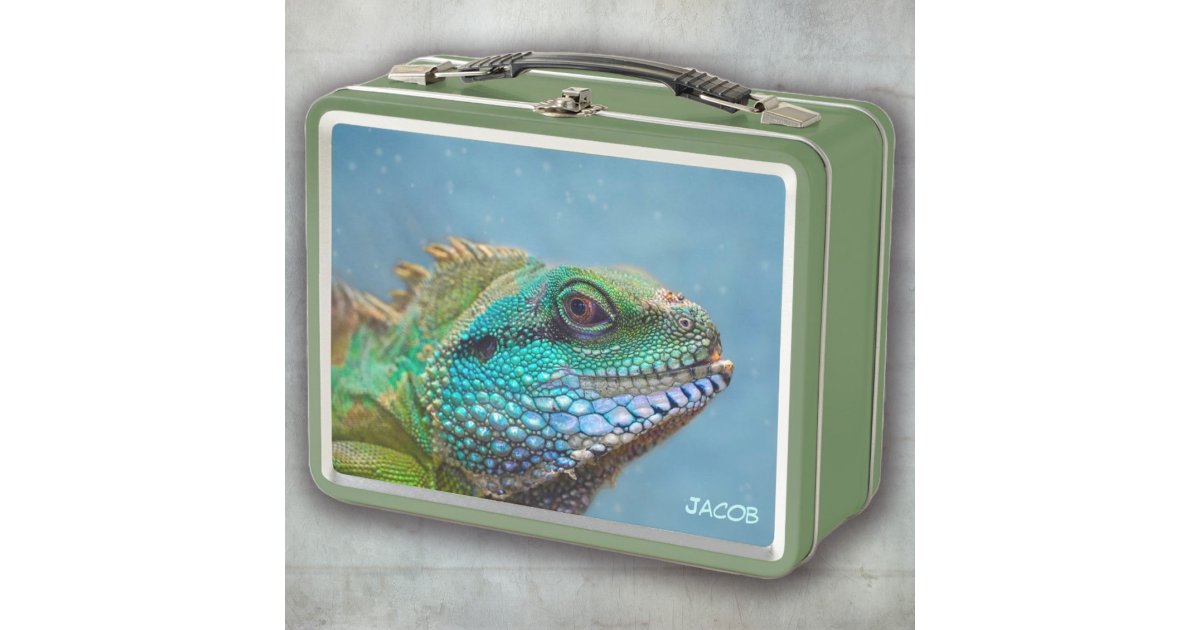 Iguana Personalized Colorful Reptile Metal Lunch Box | Zazzle