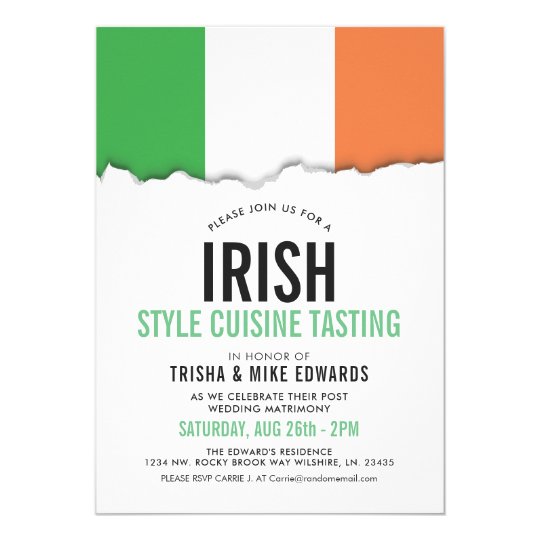 Iirish Themed Cuisine | Party Flag White Invite | Zazzle.com