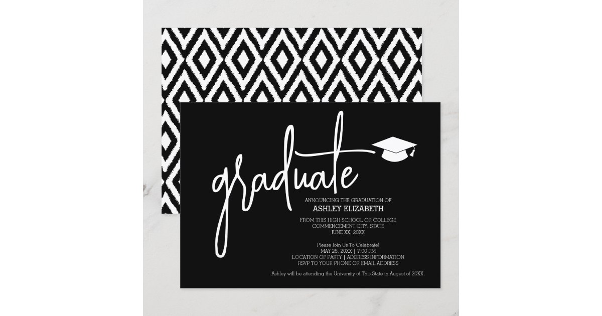 Ikat Modern Graduation Party Invitation | Zazzle