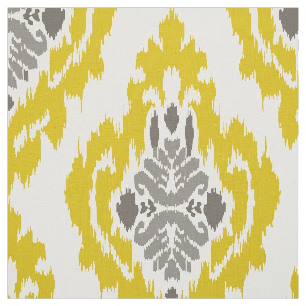 Yellow Ikat Pattern Fabric | Zazzle.com