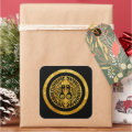 Ikko Ikki Mon Japanese clan faux gold on black Square Sticker | Zazzle