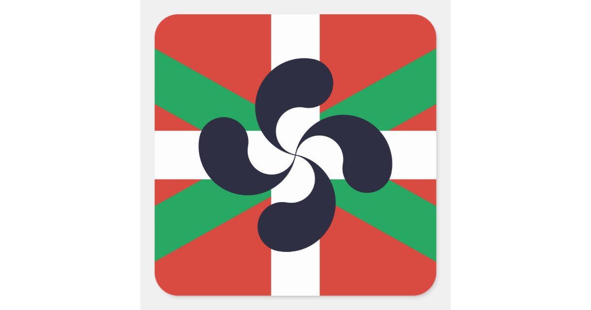 Ikurrina with Lauburu symbol Square Sticker | Zazzle
