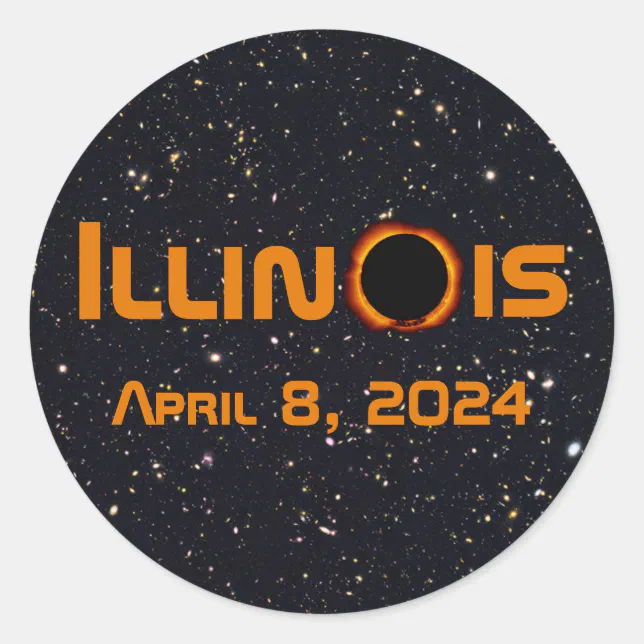 Illinois 2024 Total Solar Eclipse Classic Round Sticker | Zazzle