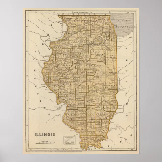 Illinois Atlas Map Poster | Zazzle