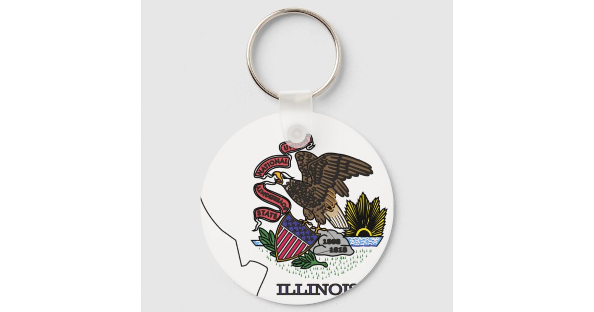 Illinois Flag Map Keychain | Zazzle