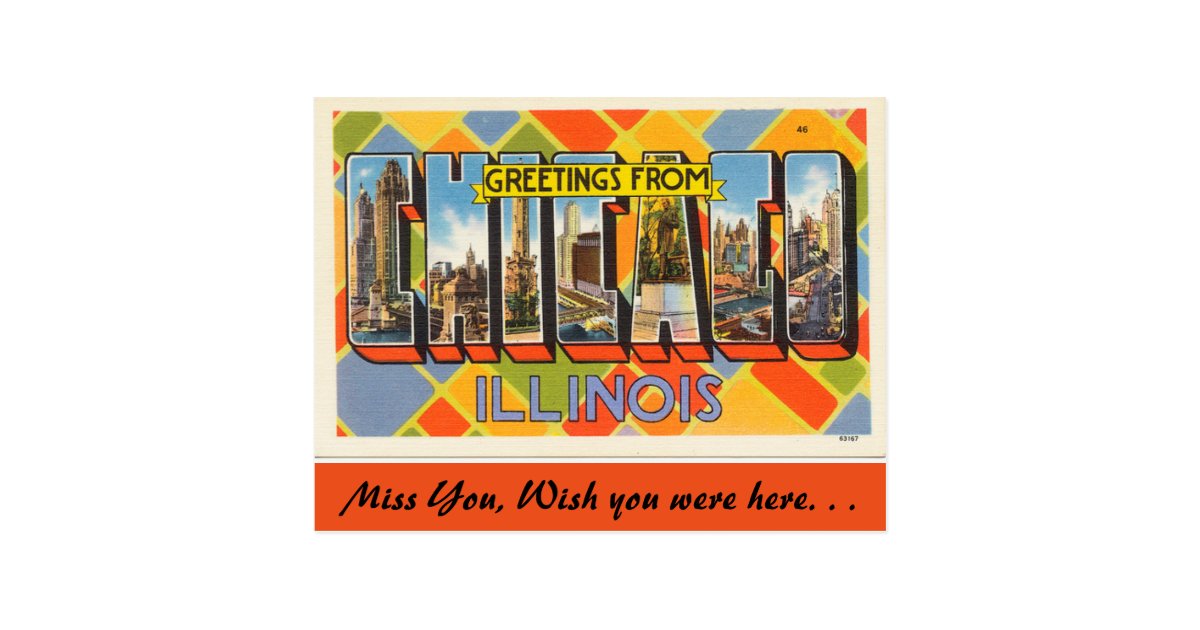 Illinois, Greetings from Chicago Postcard | Zazzle.com