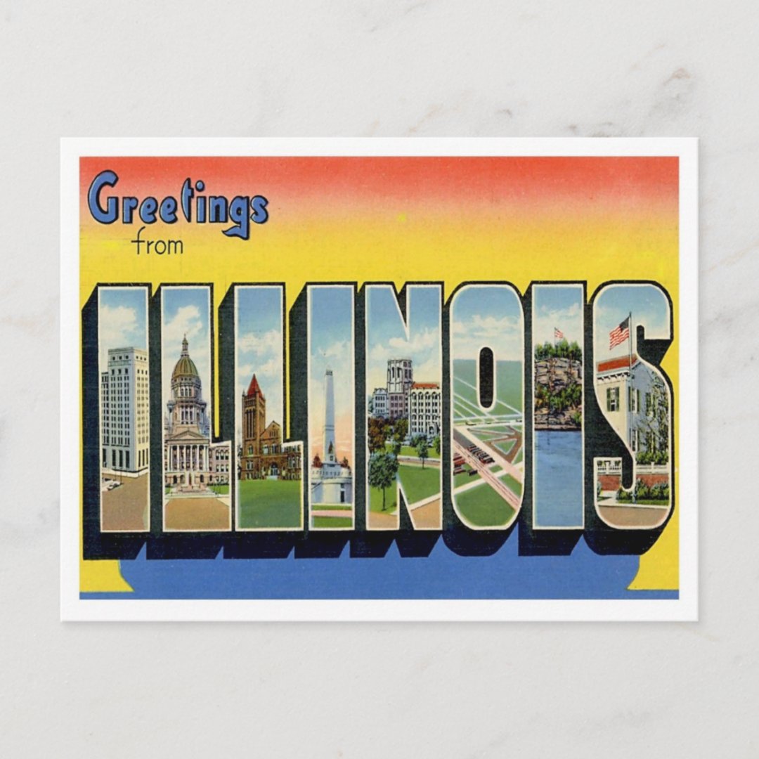 Illinois Greetings From US States Postcard | Zazzle