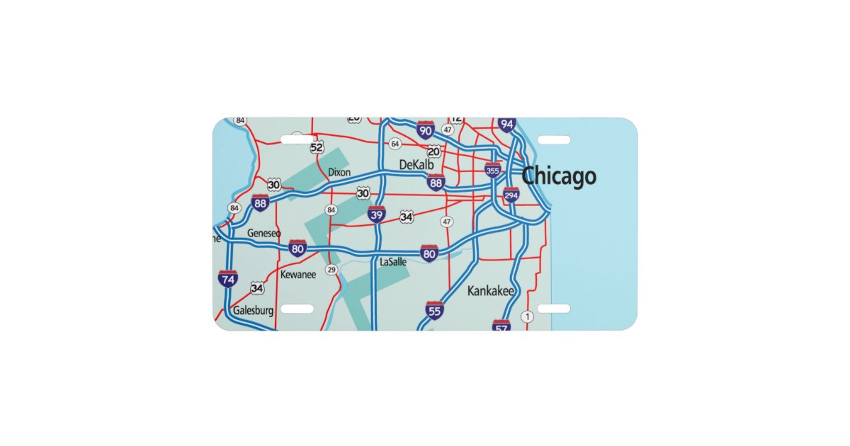 ILLINOIS Interstate Map License Plate | Zazzle