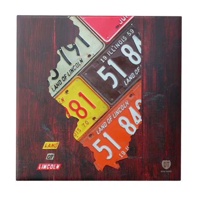 Illinois License Plate Map Ceramic Tile | Zazzle