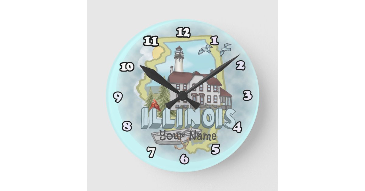 Illinois Lighthouse clock | Zazzle