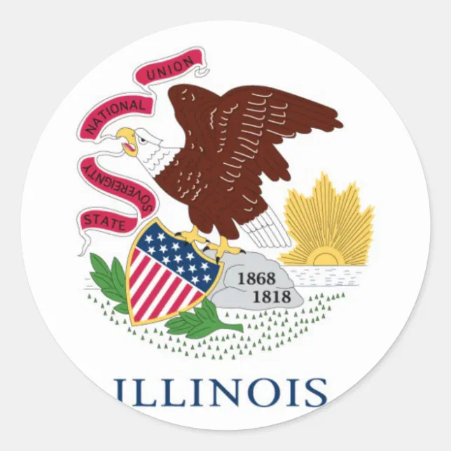 Illinois State Flag Classic Round Sticker | Zazzle