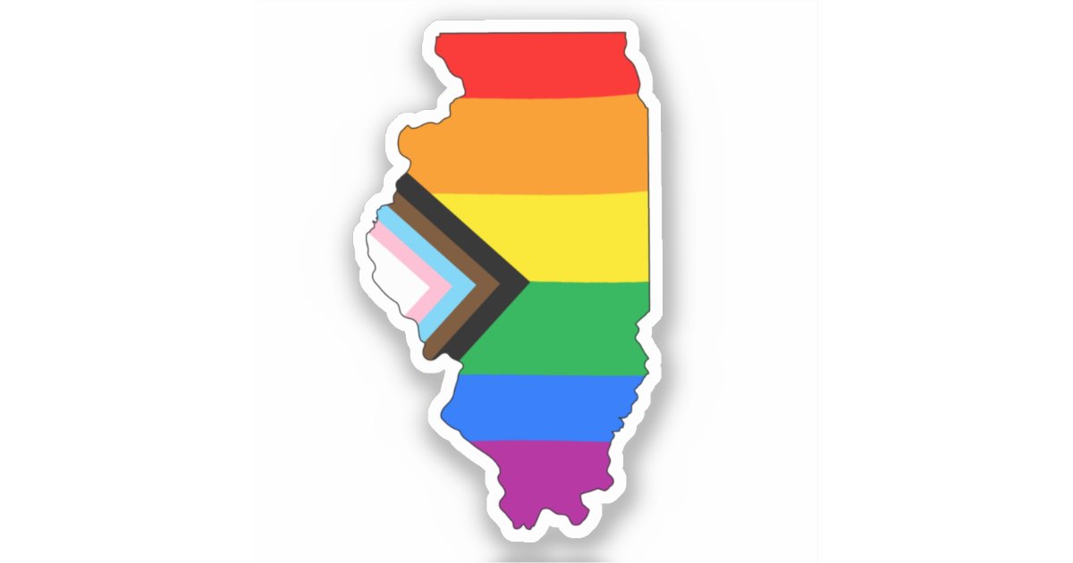 Illinois State Pride LGBTQ Progress Pride Sticker | Zazzle